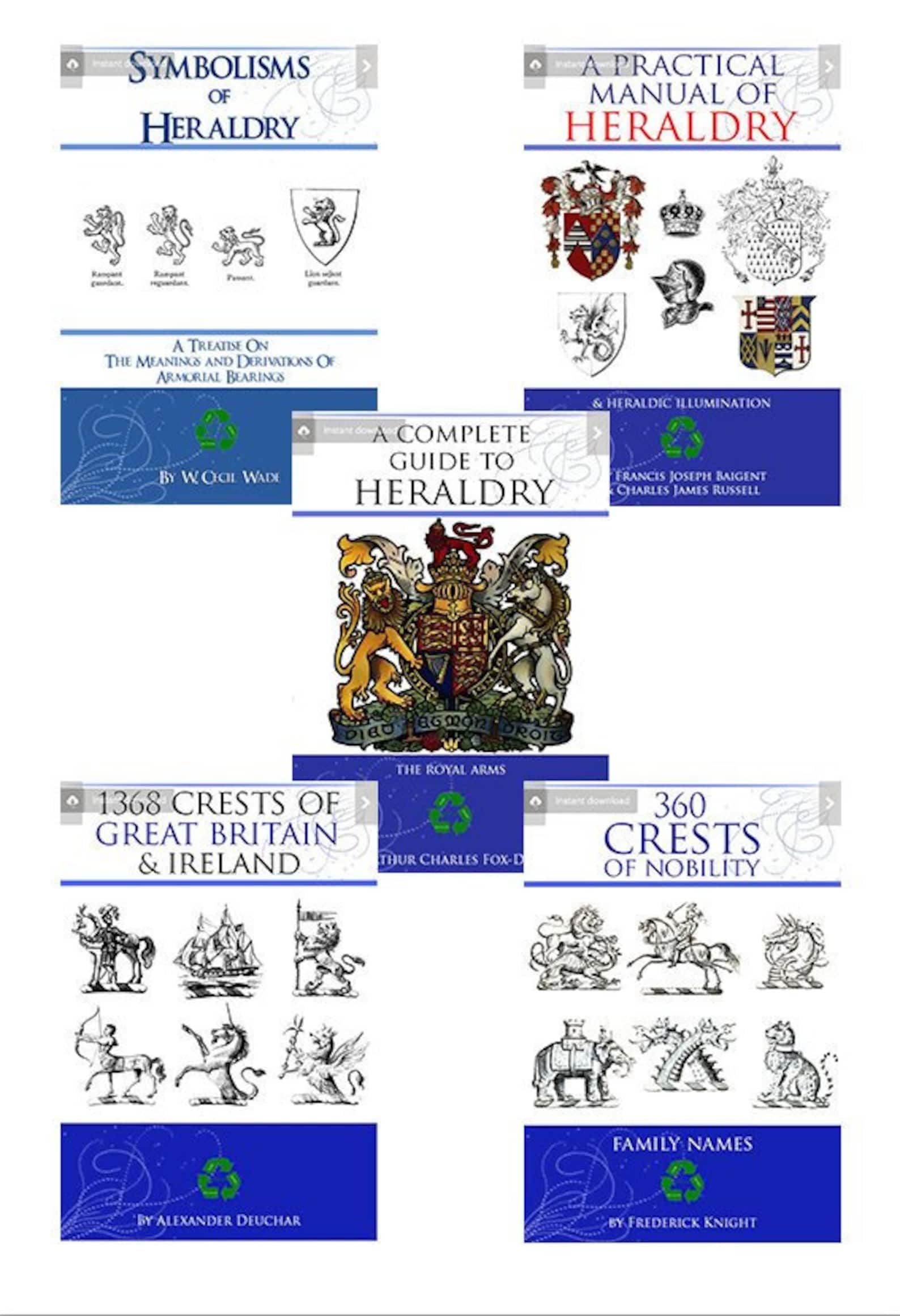 New Collection of 5x Rare Victorian HERALDRY NOBILITY CRESTS and Coat ...