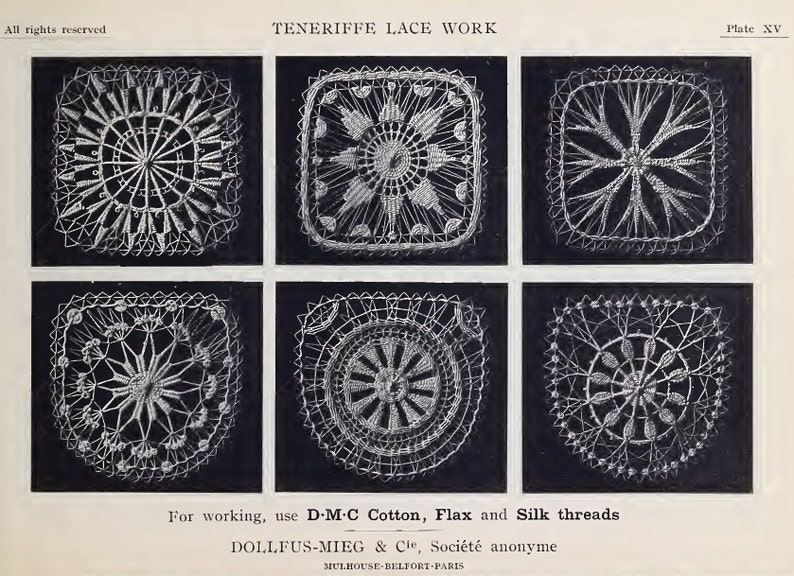 103 Teneriffe Lace Work Designs and Instructions on Stitches 33 Pages ...