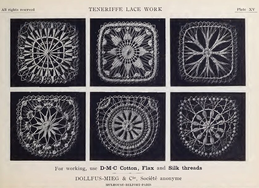103 Teneriffe Lace Work Designs and Instructions on Stitches 33 Pages ...