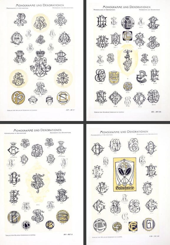 2000 MONOGRAMS and DECORATIONS 150 Pages Printable Old German Pattern ...