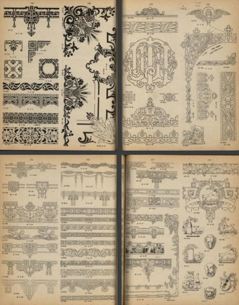 4000 Decorative FRESCO STENCIL PATTERNS Rare 1924 Design Catalog for ...