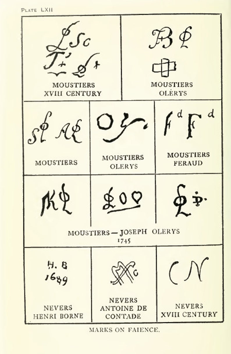 FRENCH POTTERY and PORCELAIN Style Design Marks Monograms Rare ...