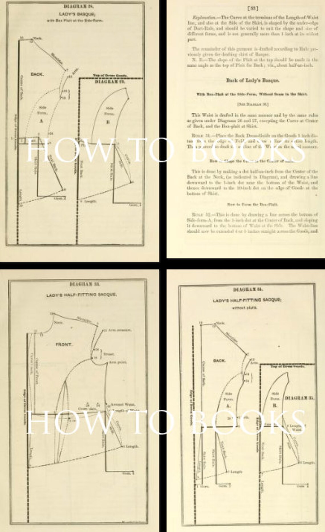 78 Victorian Diagram Sewing Patterns From the Art of DESIGNING DRAFTING ...