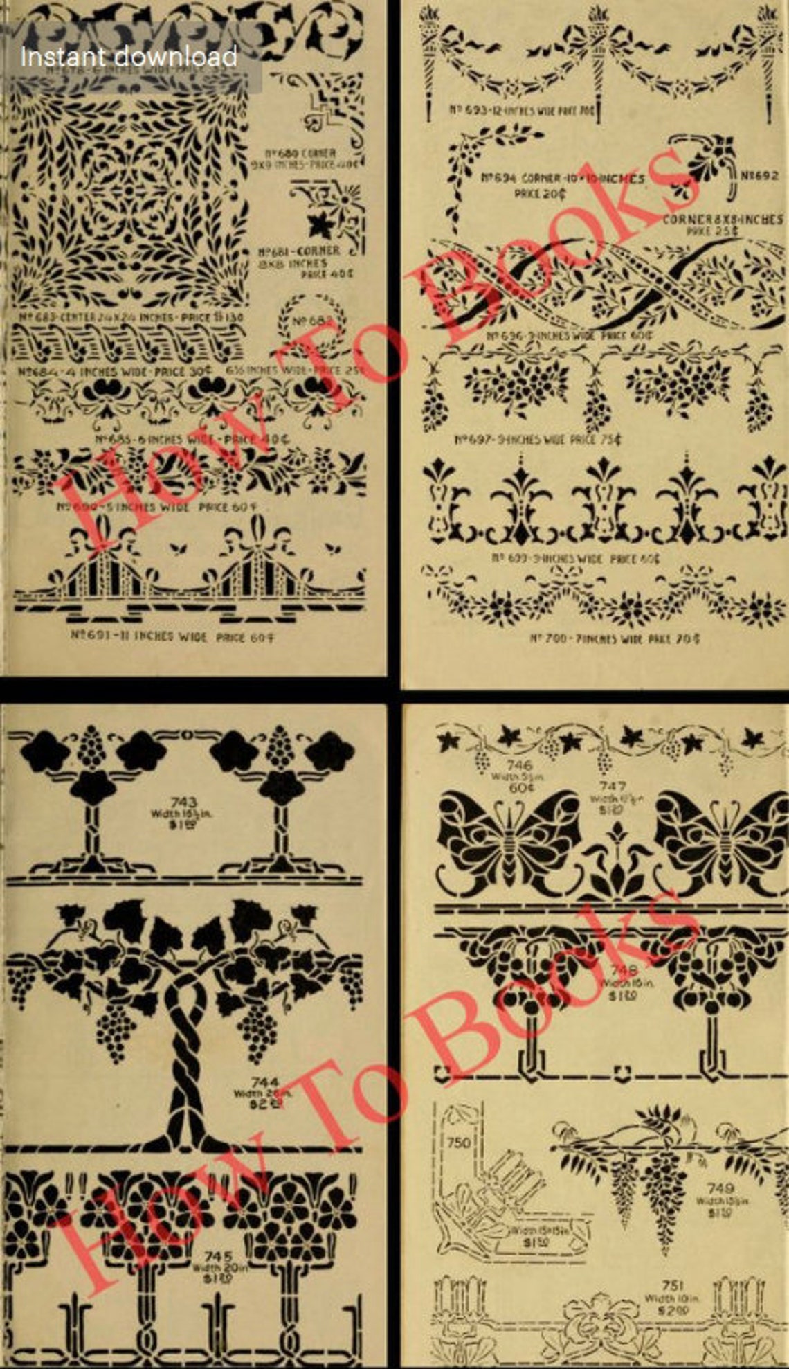 Rare Collection of 5xdecorative STENCIL PATTERN Books for All Crafting ...