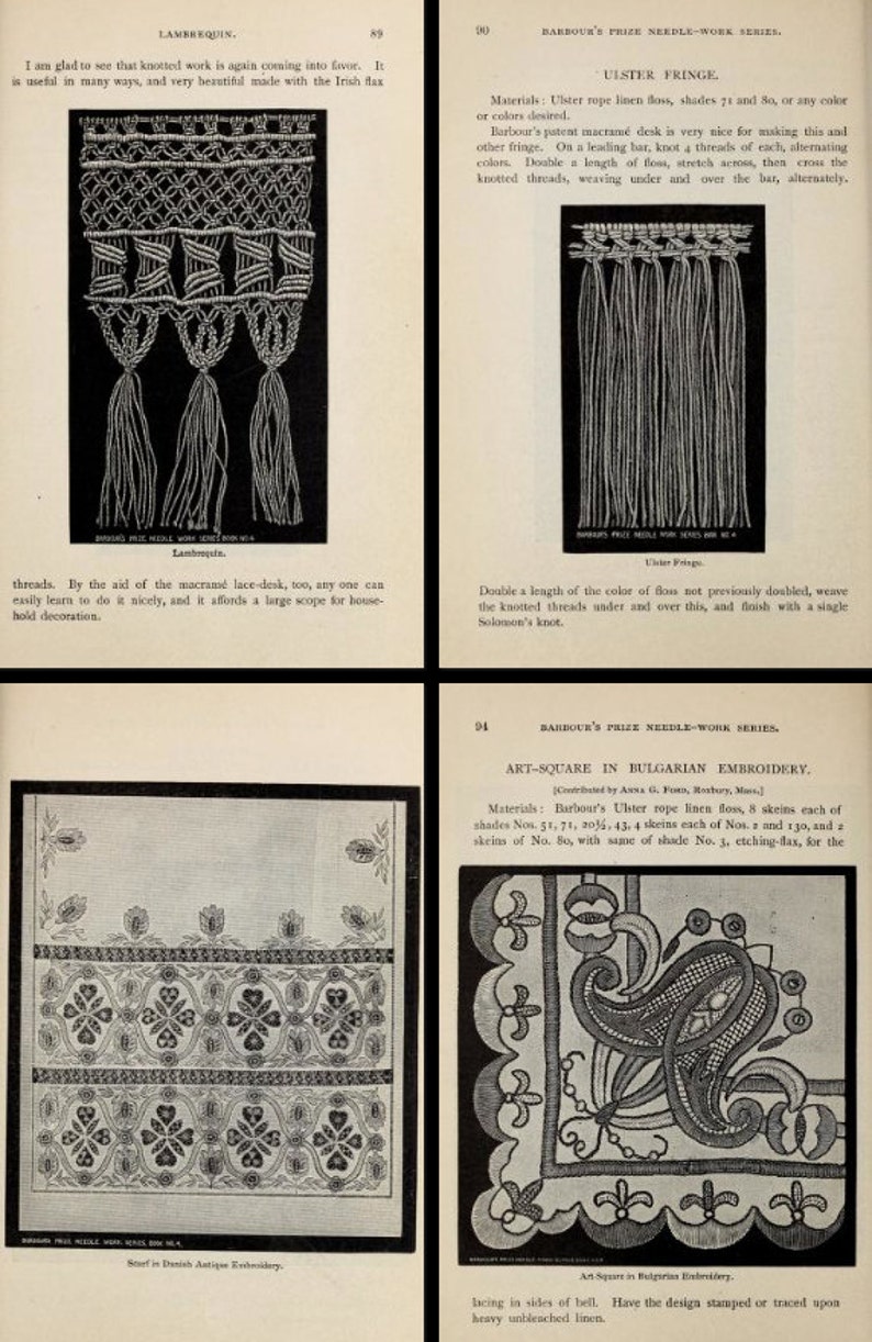 EMBROIDERY LACE MAKING and Needlework Book 4 With 61 Patterns Including ...