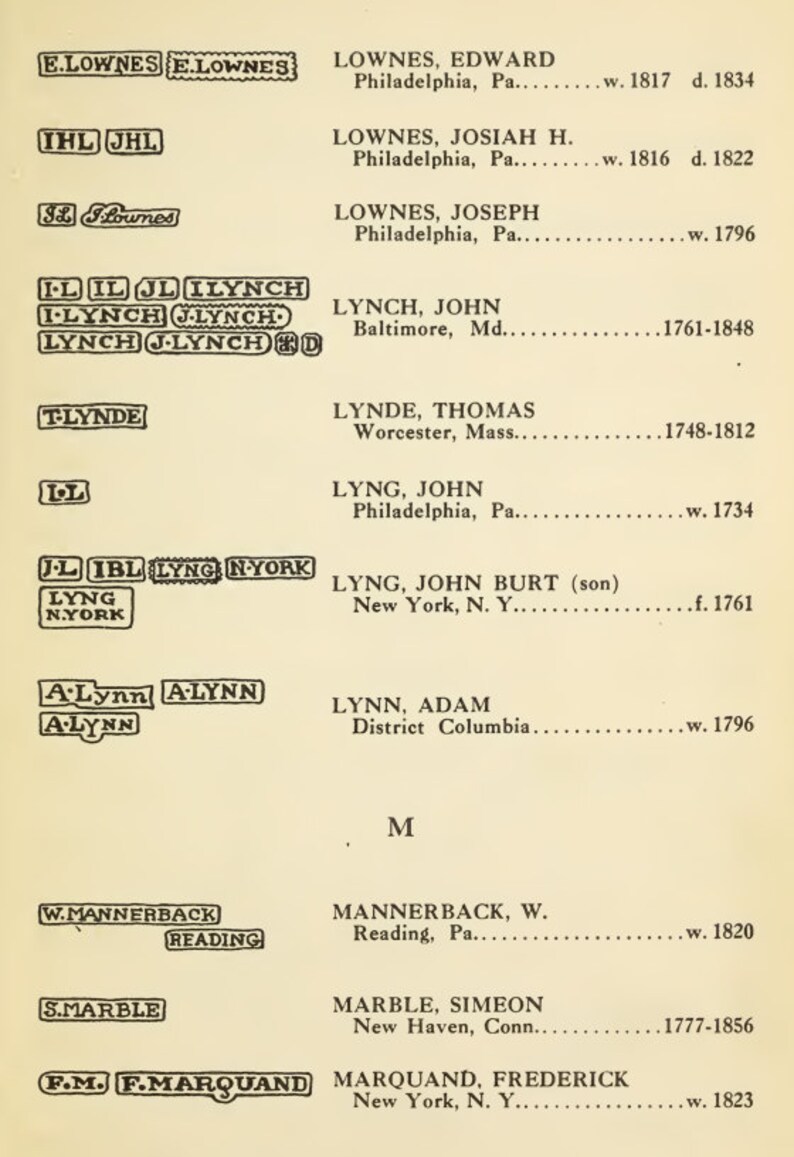 Early AMERICAN SILVER MARKS Rare Hallmarks Book for Silverware ...