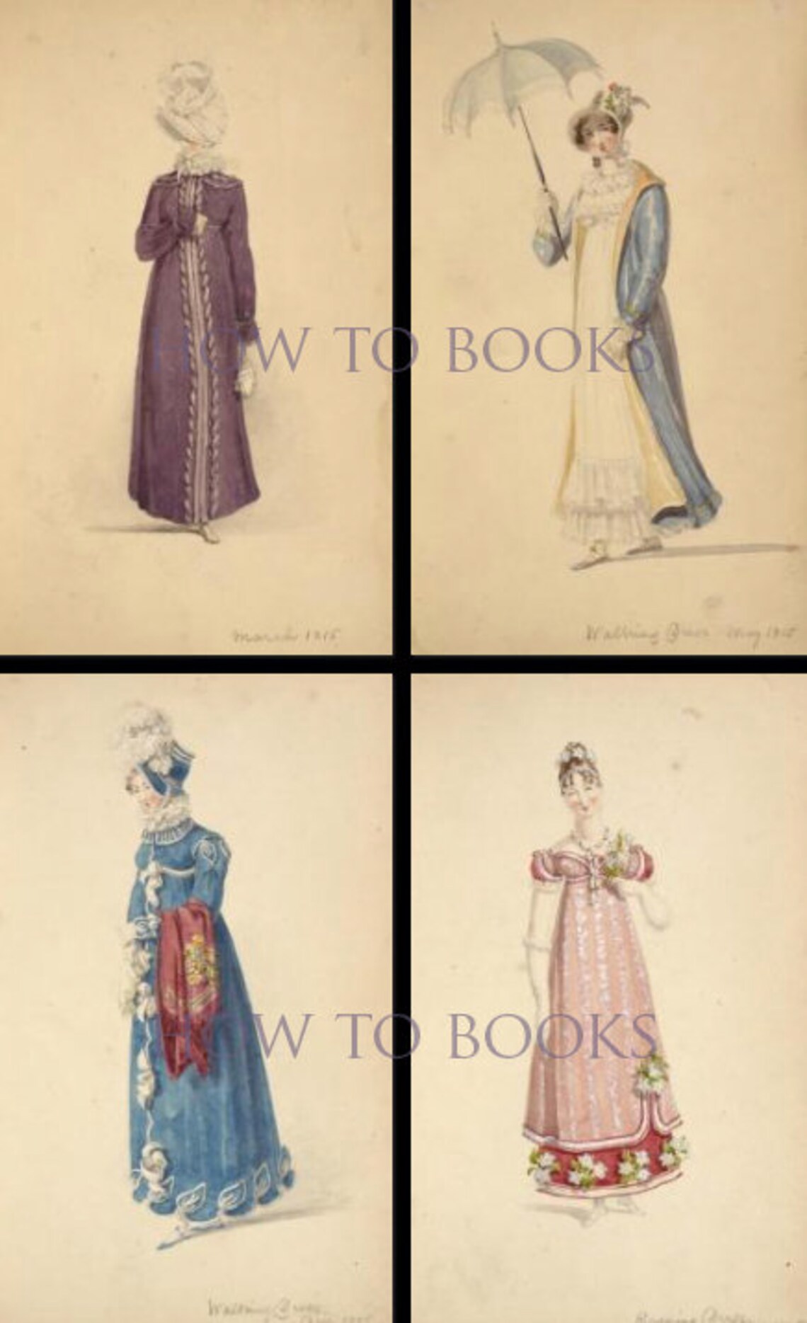 1810 ~ 1823 Georgian Ladies Costumes ~ 121 Full Color Fashion Drawings ...