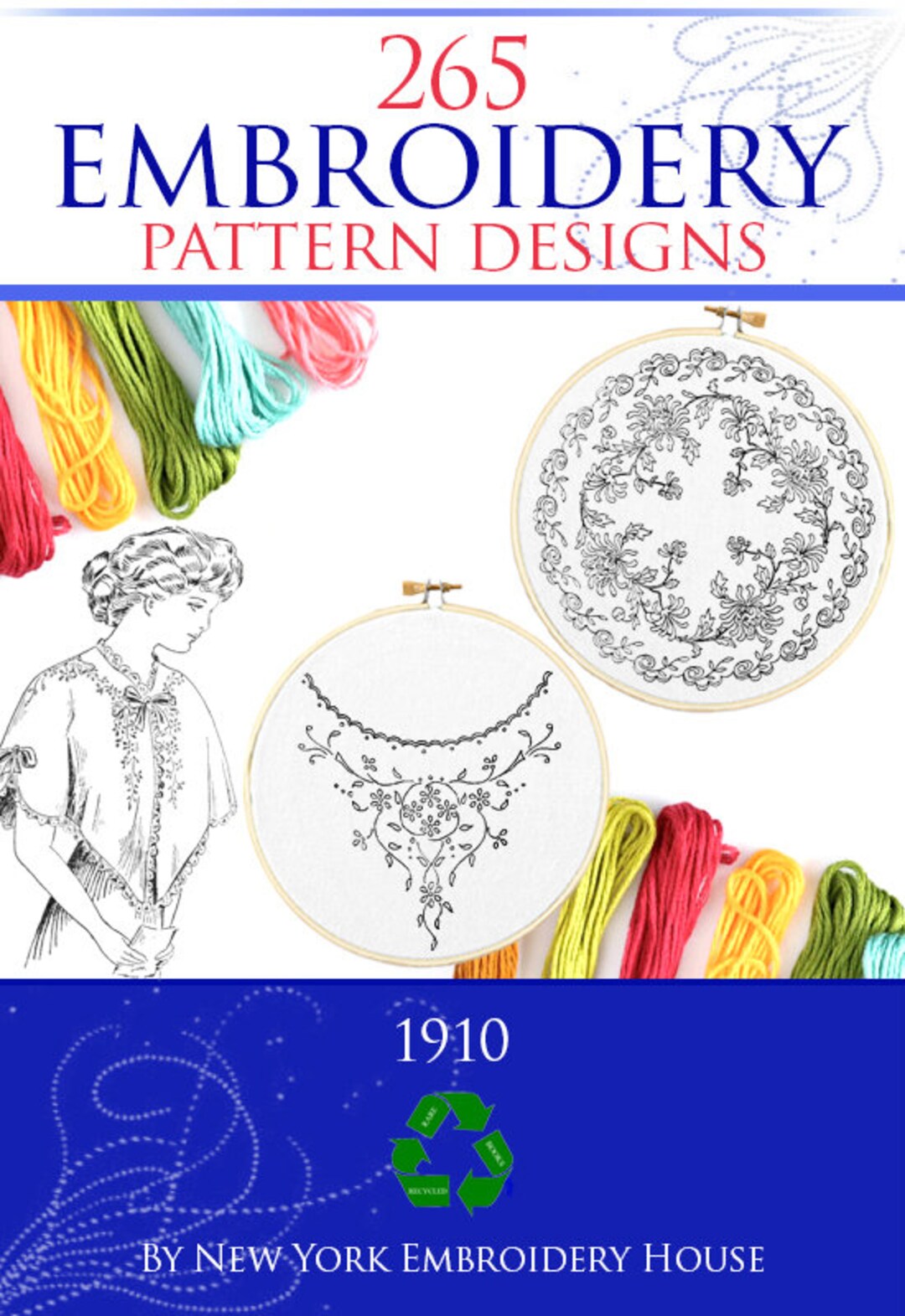Rare 265 HAND EMBROIDERY PATTERN Designs Book 57 Pages of Embroiderers ...
