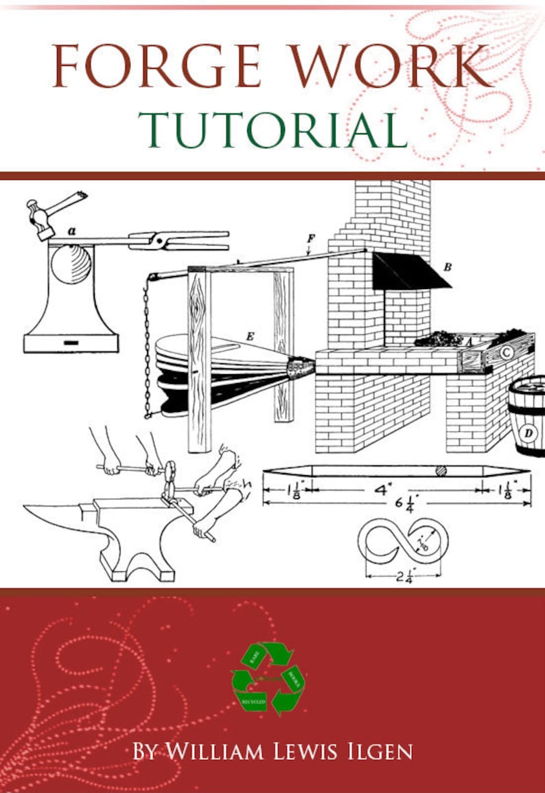 FORGE WORK TUTORIAL Illustrated Textbook Blacksmith Metalworking Tool ...