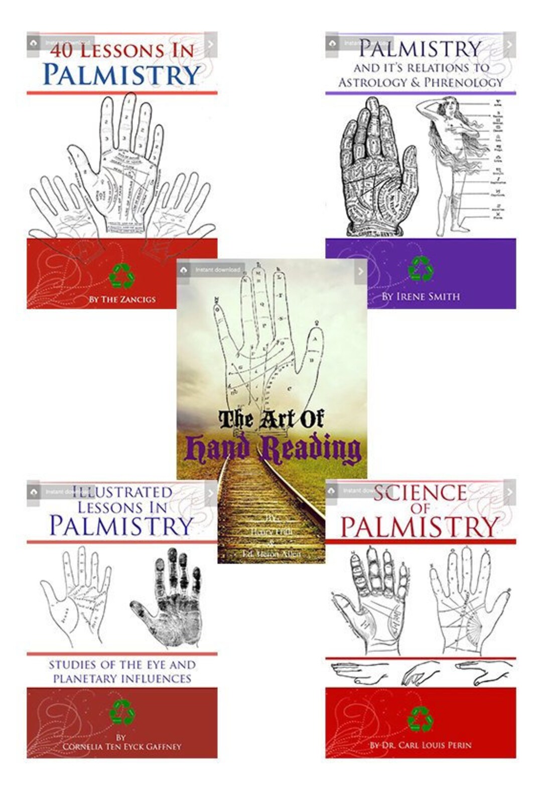 New Collection of 5 X Rare Victorian PALMISTRY ASTROLOGY PHRENOLOGY ...