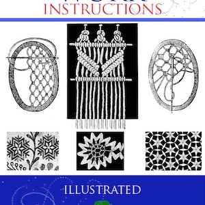 Illustrated FANCY WORK INSTRUCTIONS for Embroidery Macrame Lace Cross ...