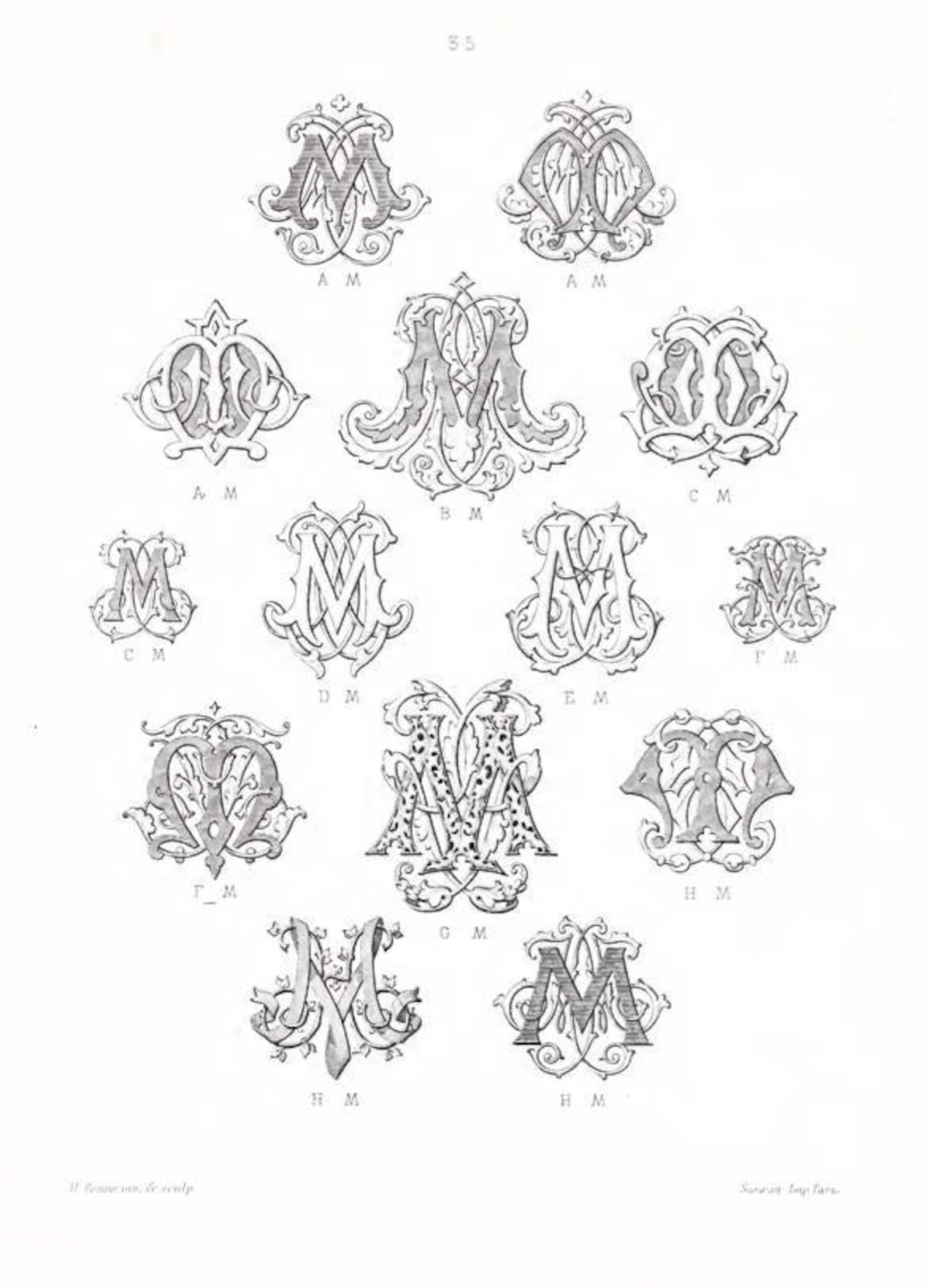 New Collection of 5 X RARE Victorian Monograms and Alphabet - Etsy