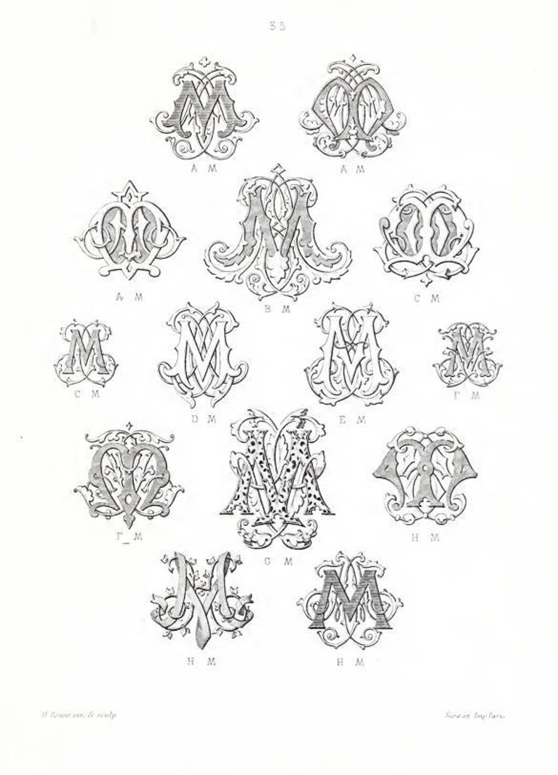 New Collection of 5 X RARE Victorian Monograms and Alphabet - Etsy
