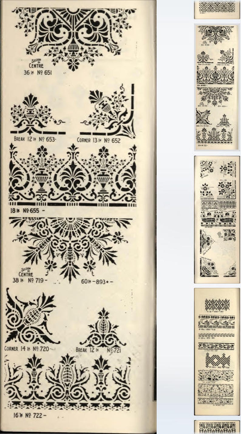 700 DECORATIVE STENCIL PATTERNS Rare 1900 Design Catalog for | Etsy
