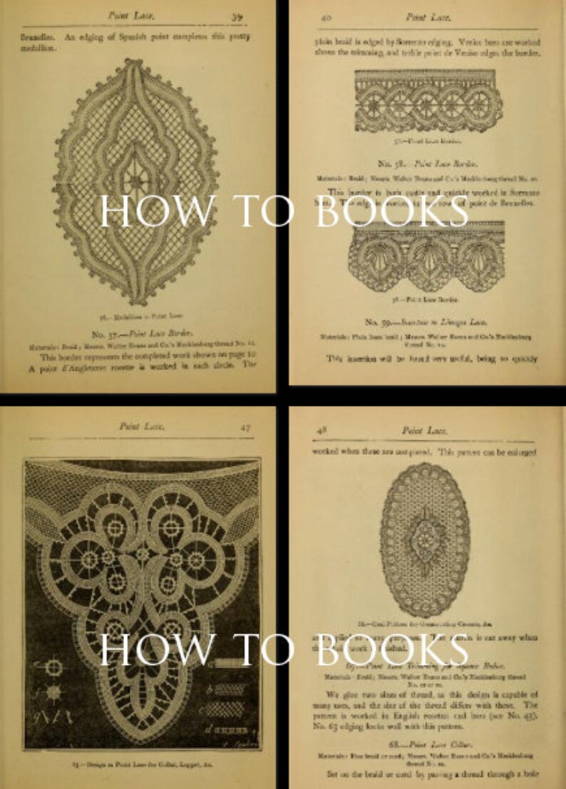 POINT LACE Instructions and PATTERNS Illustrations on Bars | Etsy