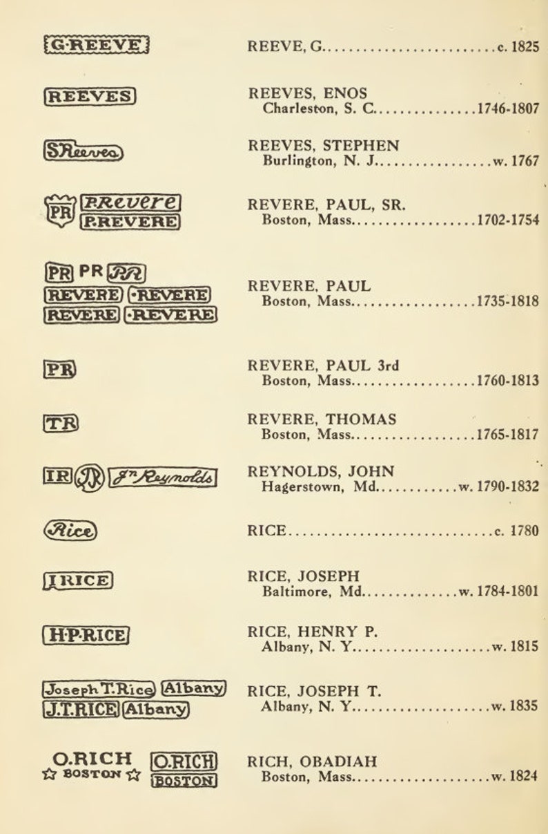 Early AMERICAN SILVER MARKS Rare Hallmarks Book for Silverware ...