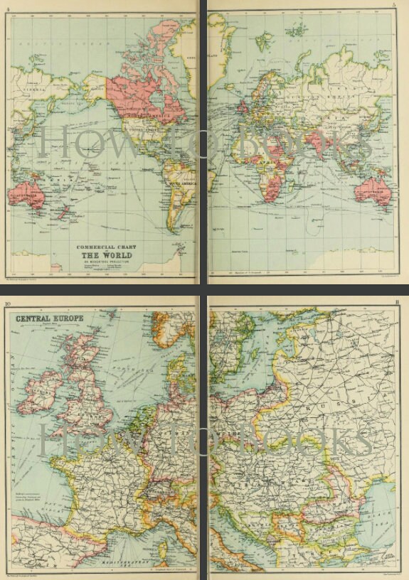 Rare 1910 ILLUSTRATED WORLD ATLAS 273pages With 130 Full Color | Etsy