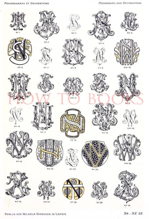 2000 MONOGRAMS and DECORATIONS 150 Pages Printable Old German | Etsy