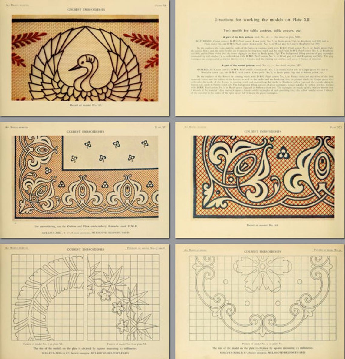 21 France HAND EMBROIDERY PATTERNS Old Illustrated French Book 42 Pages ...