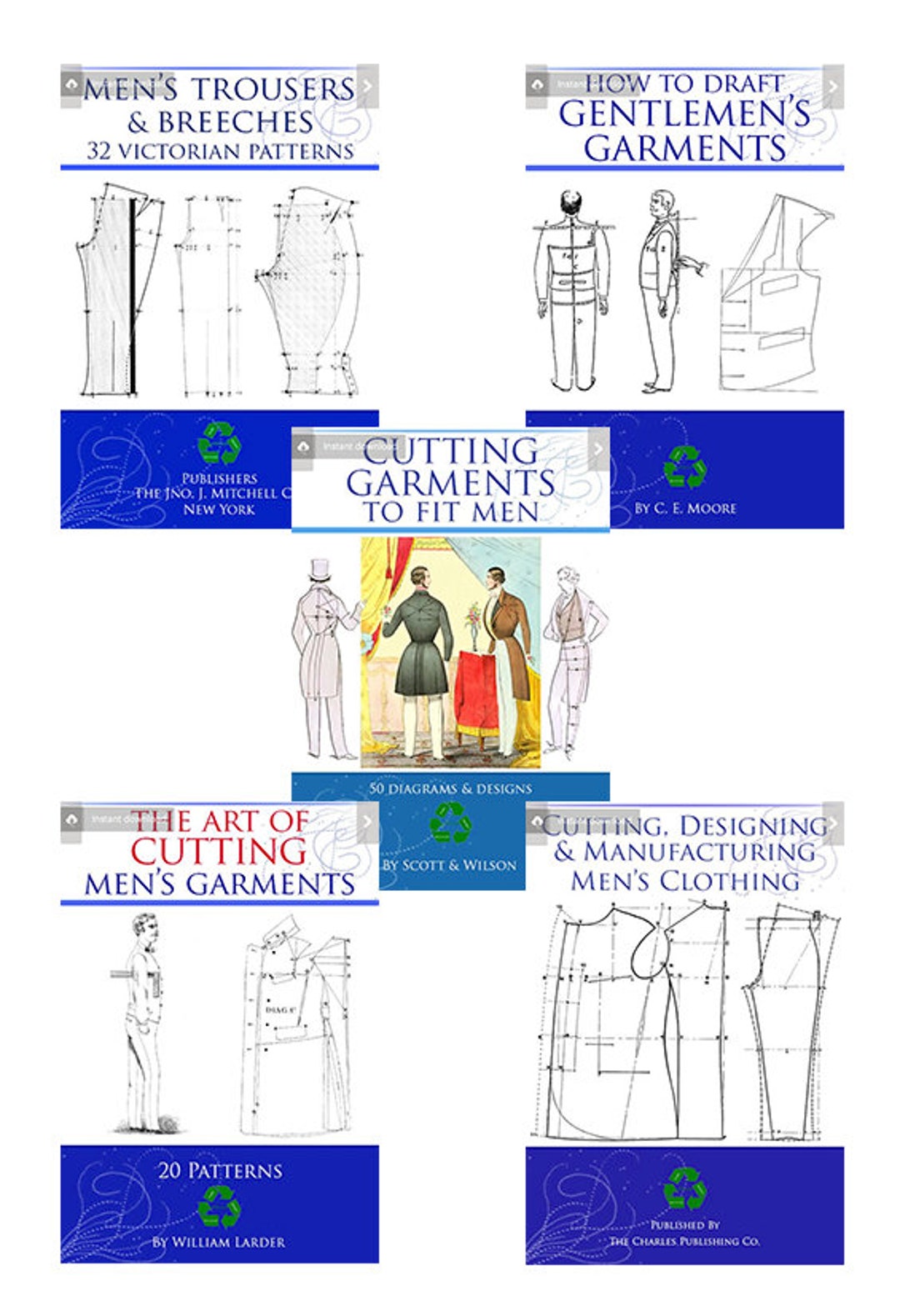 New Collection #3 of 5 X Rare Victorian TAILORING MENS GARMENTS Pattern ...