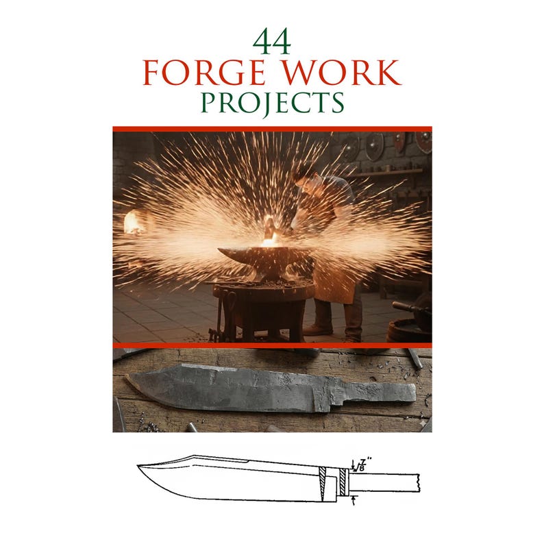 44 FORGE WORK PROJECTS Illustrated Textbook Blacksmith Metalworking ...