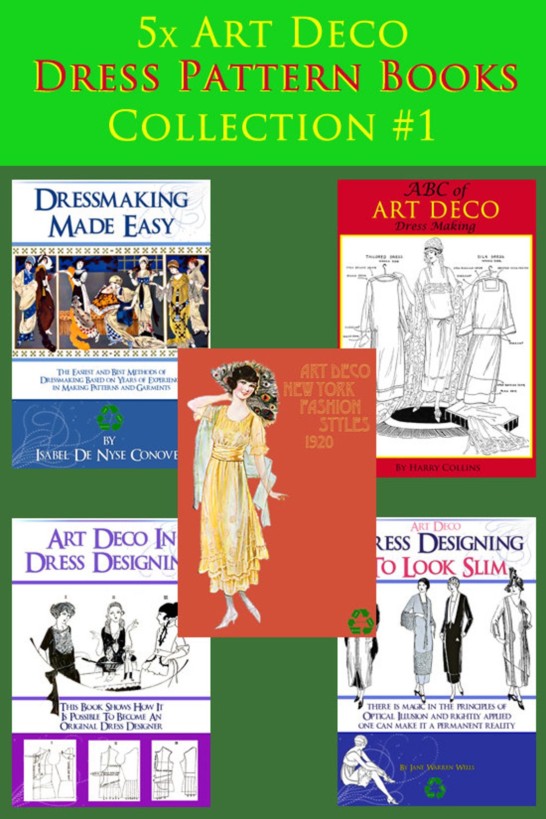 RARE Collection of 5 X Art Deco DRESS PATTERN Books Styles Designs and ...
