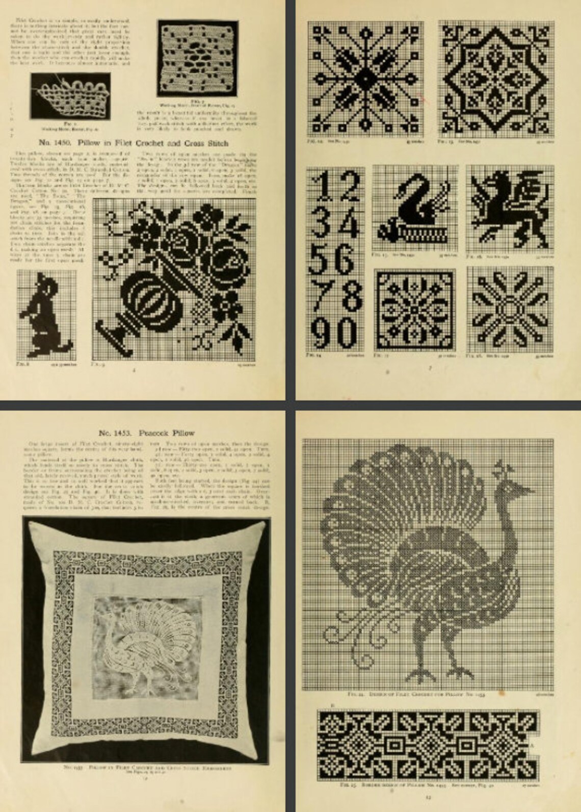 The Filet CROCHET PATTERN Book 119 Design Templates 17 - Etsy