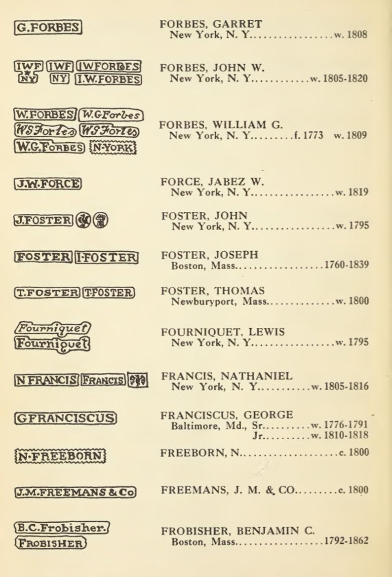 Early AMERICAN SILVER MARKS Rare Hallmarks Book for Silverware ...