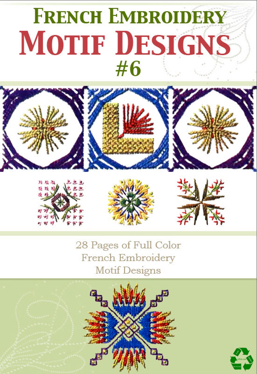28 Pages of French Full Color Hand EMBROIDERY MOTIF PATTERNS #6 Rare ...