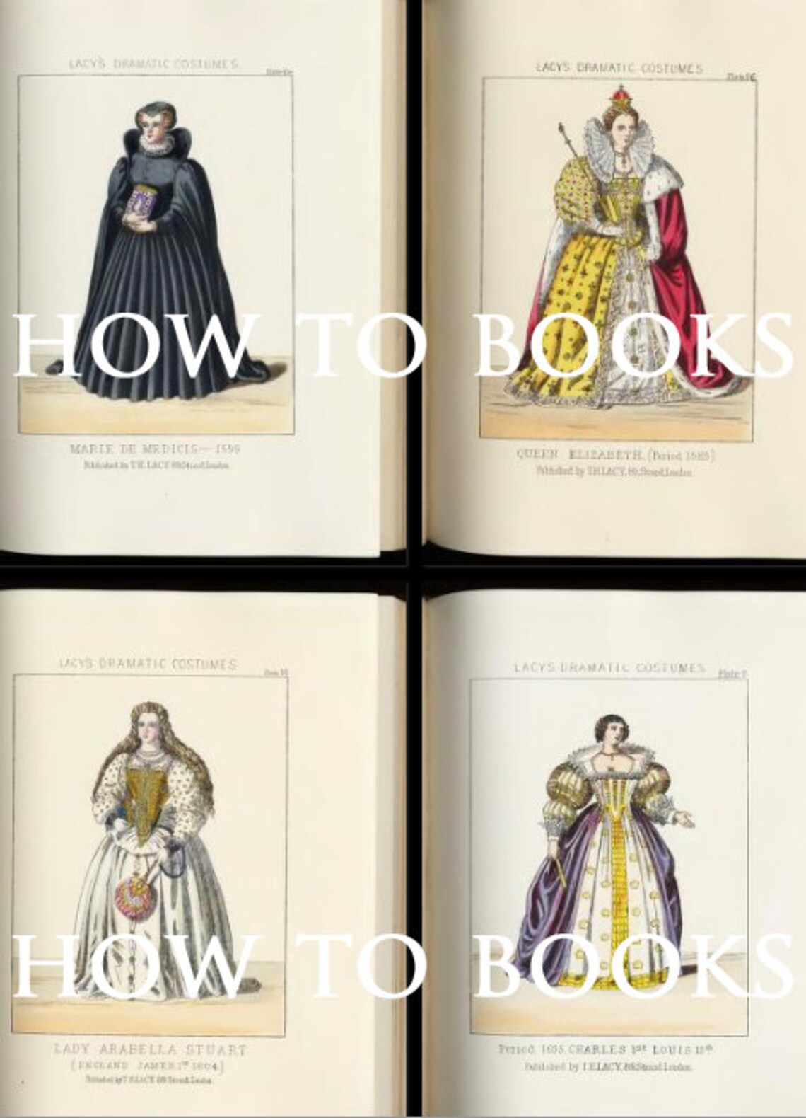 200 HISTORICAL FEMALE COSTUMES in Full Page Colored Images of Dresses ...