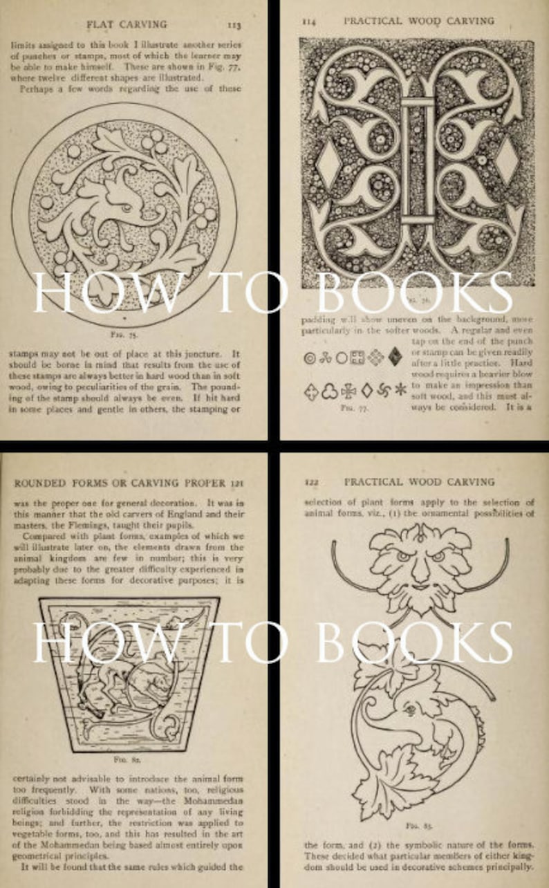 Easy Lessons in the Art of PRACTICAL WOOD CARVING Rare Illustrated Book ...