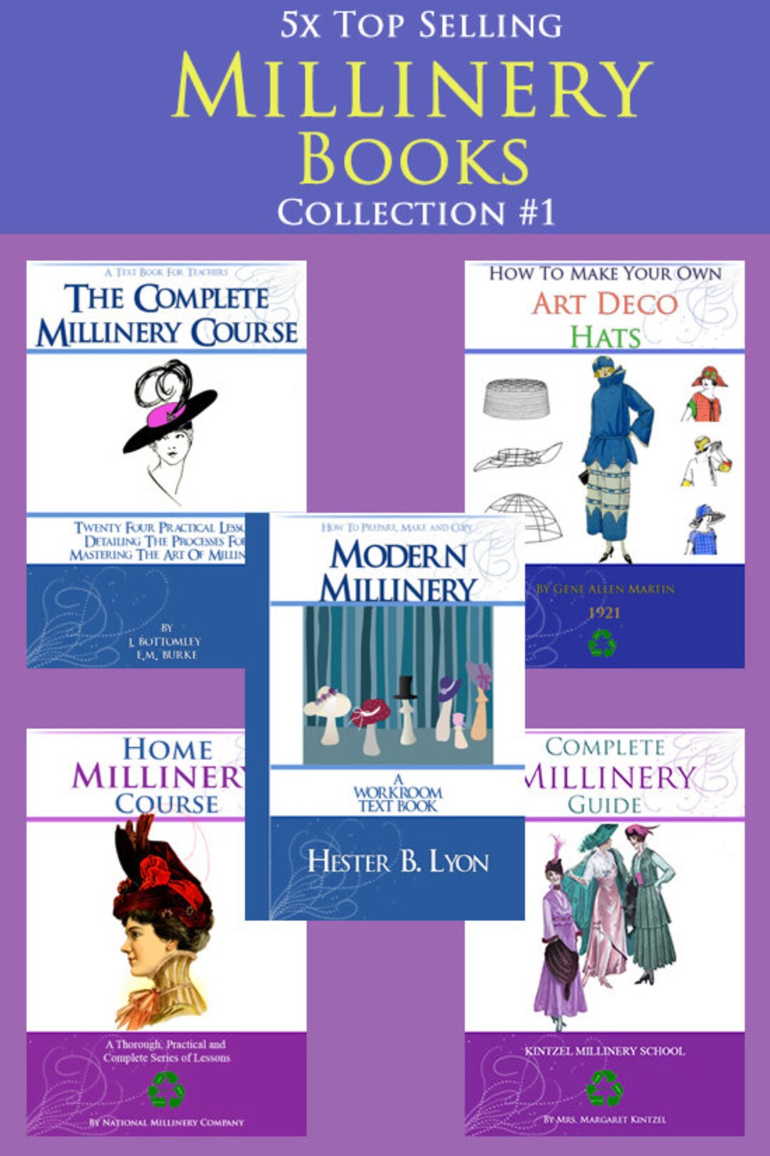 New Collection of 5 X RARE MILLINERY Hat Making Books ~ Lessons ...