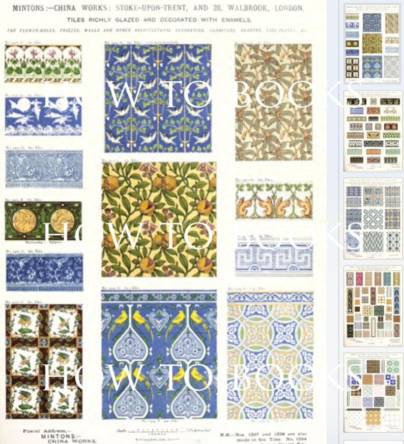 350 MINTONS Enamelled TILE PATTERNS Rare Color Illustrated Collectors ...
