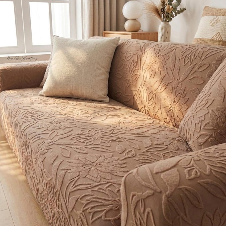 Floral Jacquard Sofa Cover, Stretch Couch Slipcover Protector 1-4 ...