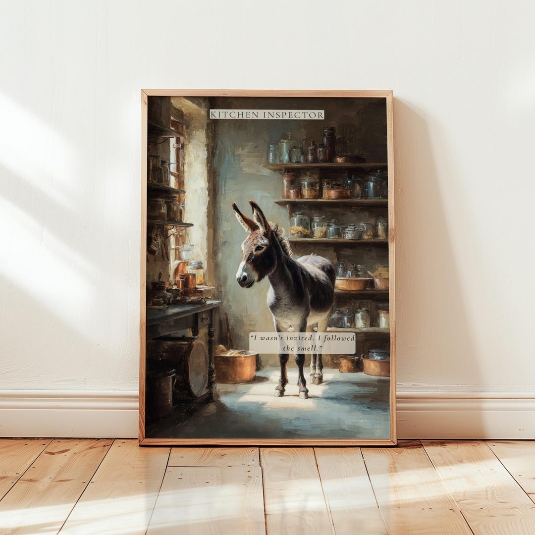 Kitchen Inspector Donkey Poster | Funny Animal Kitchen Wall Art - Etsy