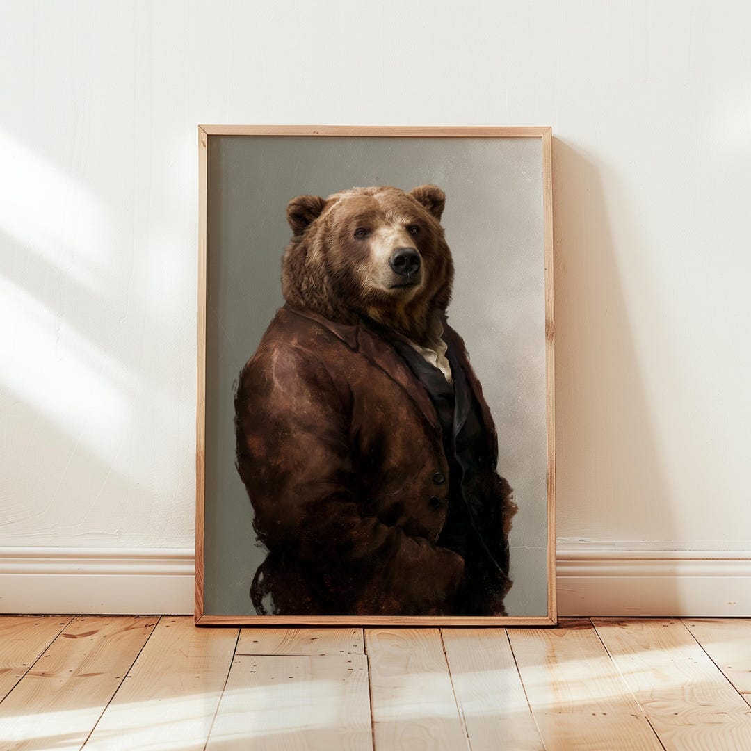 Distinguished Bear Portrait Poster | Powerful Animal Wall Art - Etsy