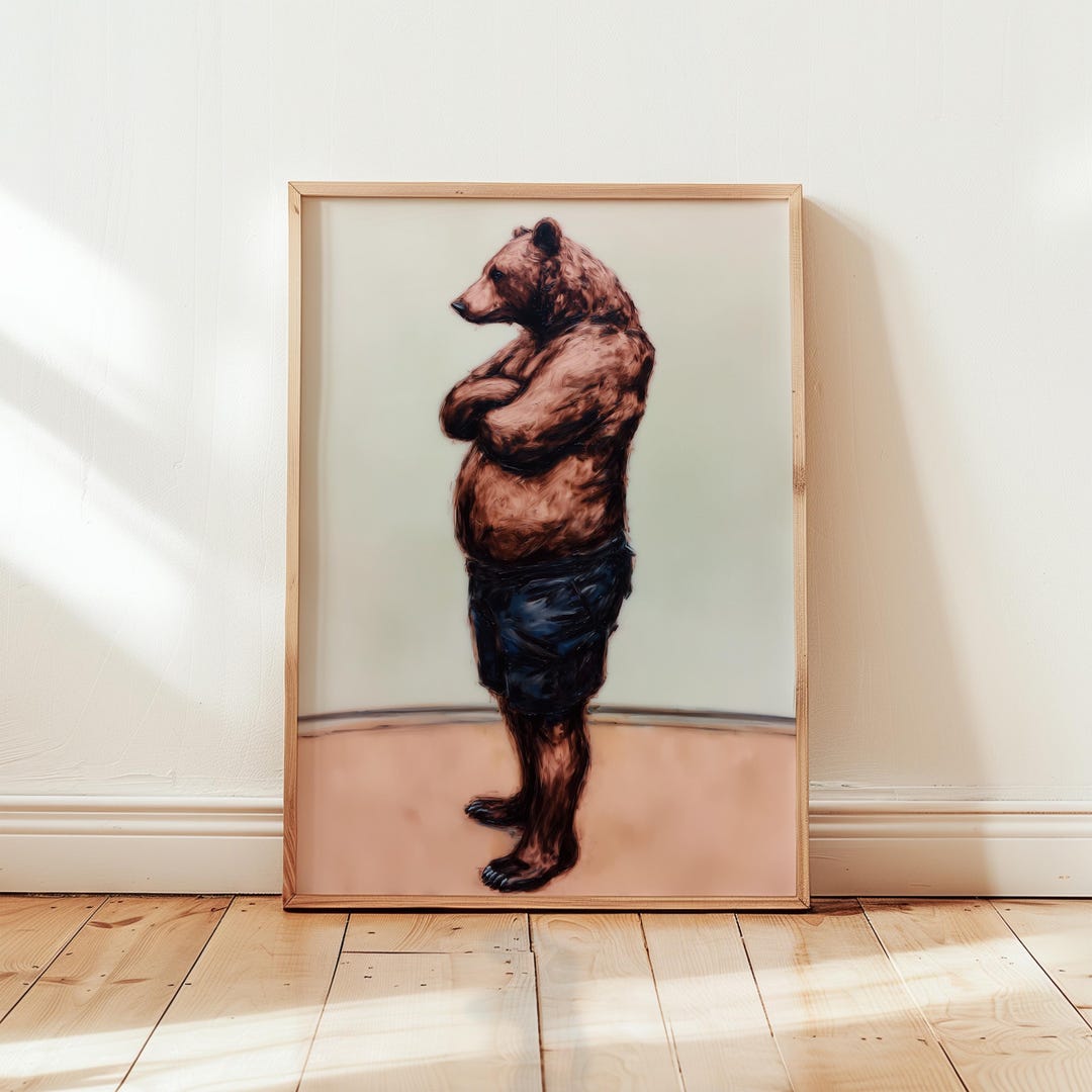 Stoic Bear Figure Poster | Powerful Animal Wall Art - Etsy