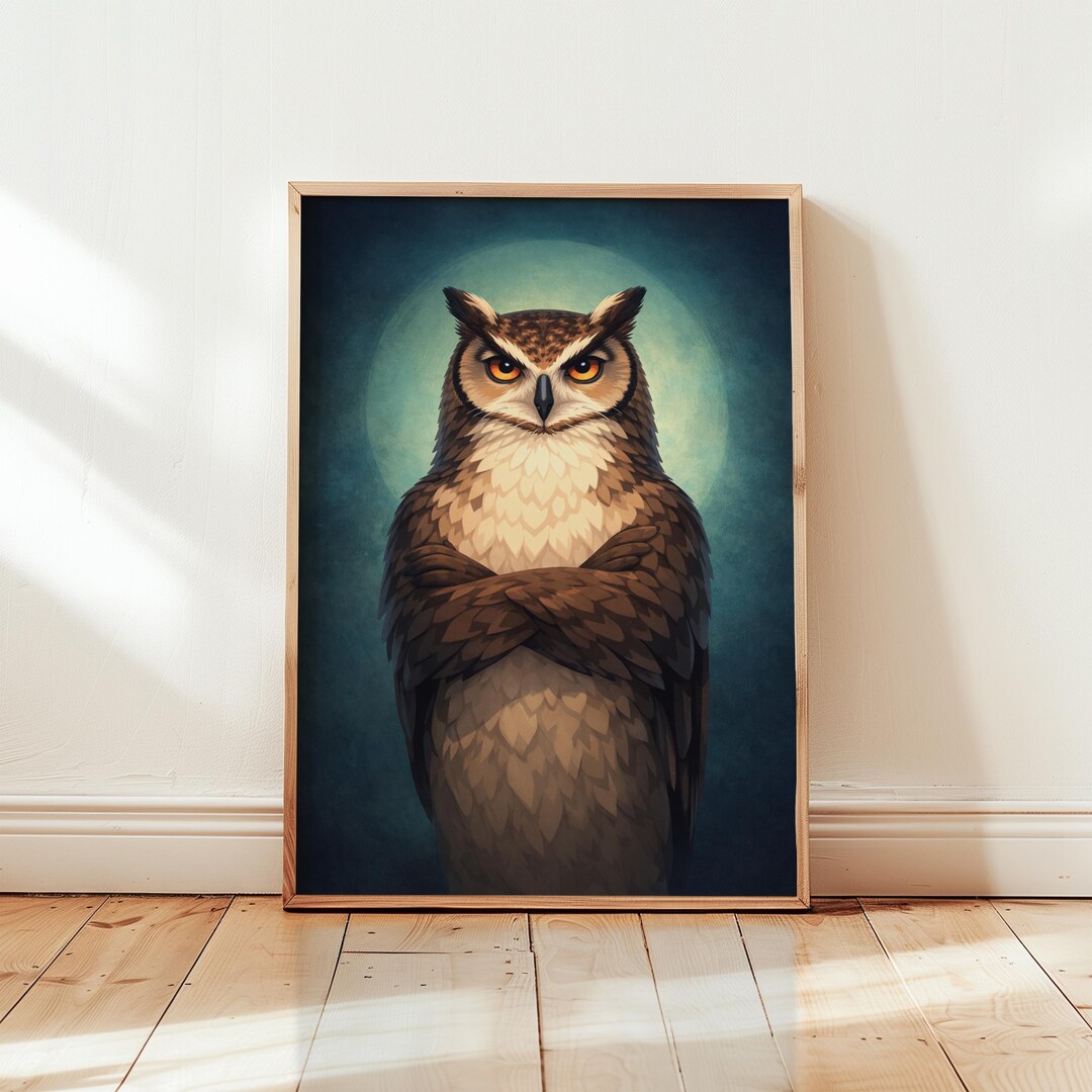 Confident Owl Poster | Funny Animal Wall Art - Etsy