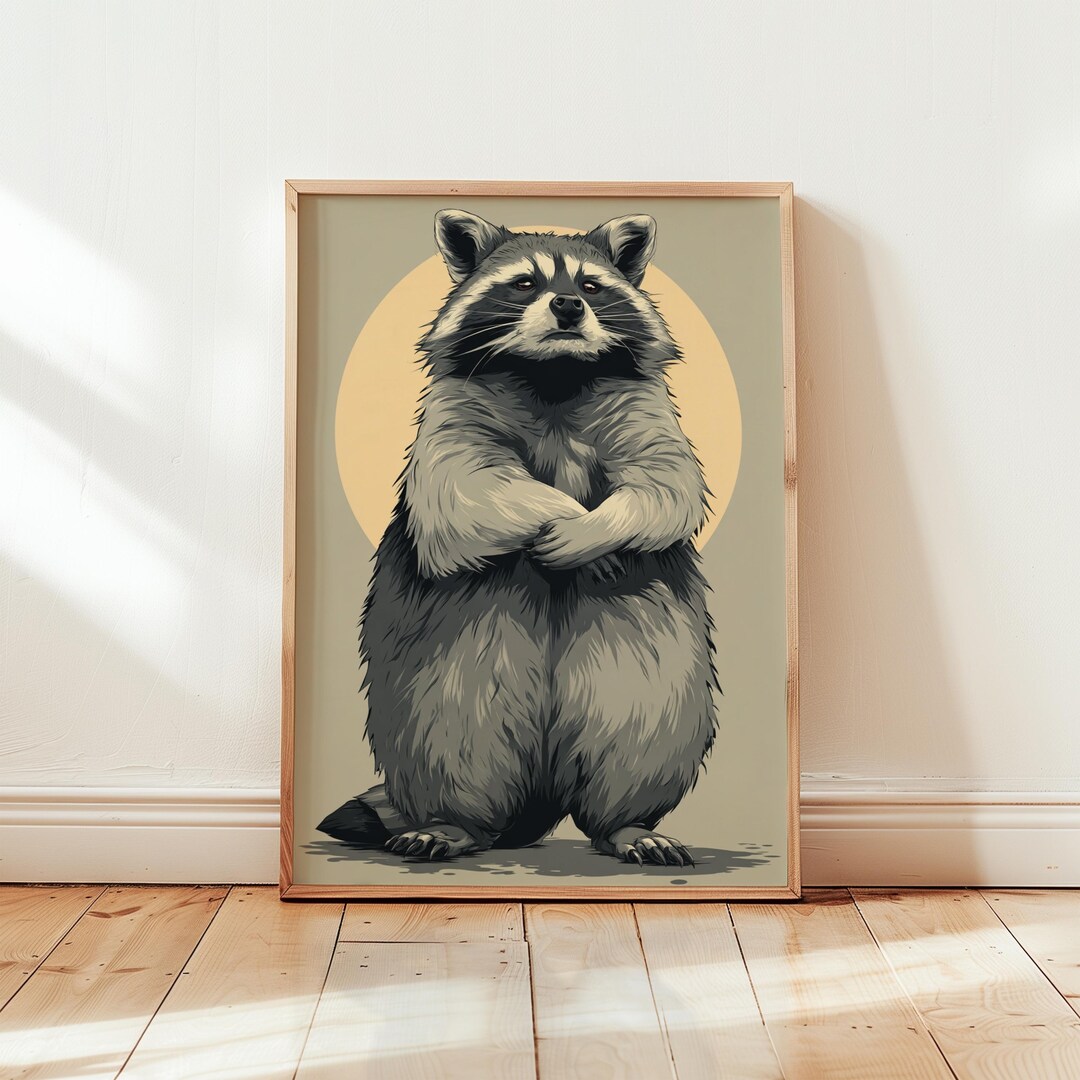 Anthropomorphic Raccoon Poster | Confident Animal Character Wall Art - Etsy