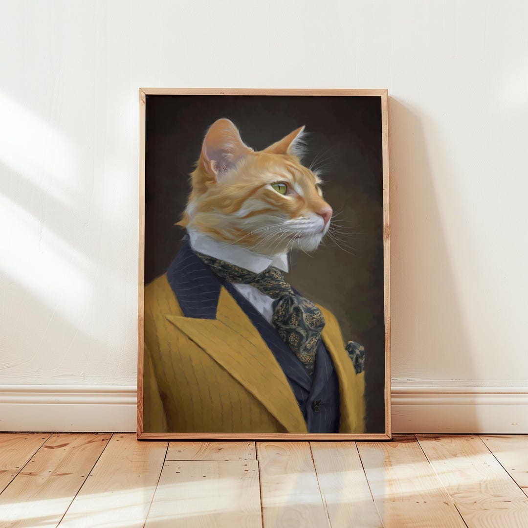 Victorian Gentleman Cat Poster | Elegant Vintage Animal Wall Art - Etsy