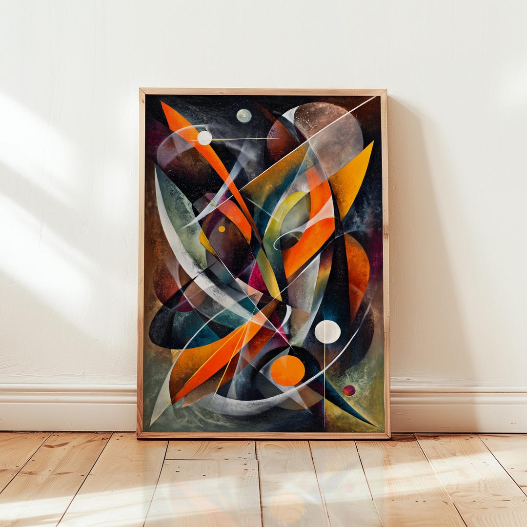 Abstract Geometric Poster | Modern Cosmic Shapes Wall Art - Etsy