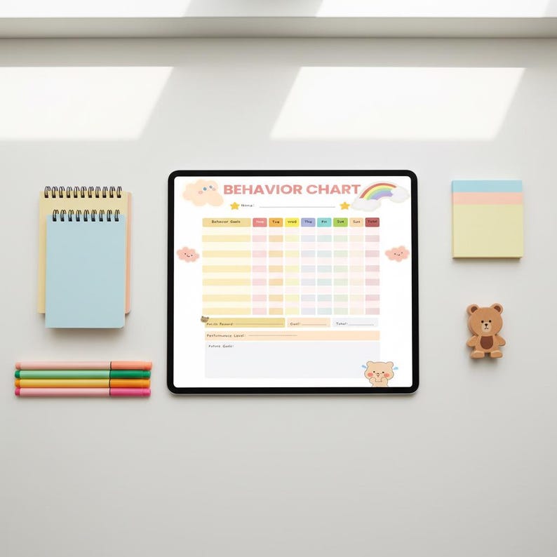 Kids Behavior Chart | Editable Habit Tracker, Routine Planner (canva ...
