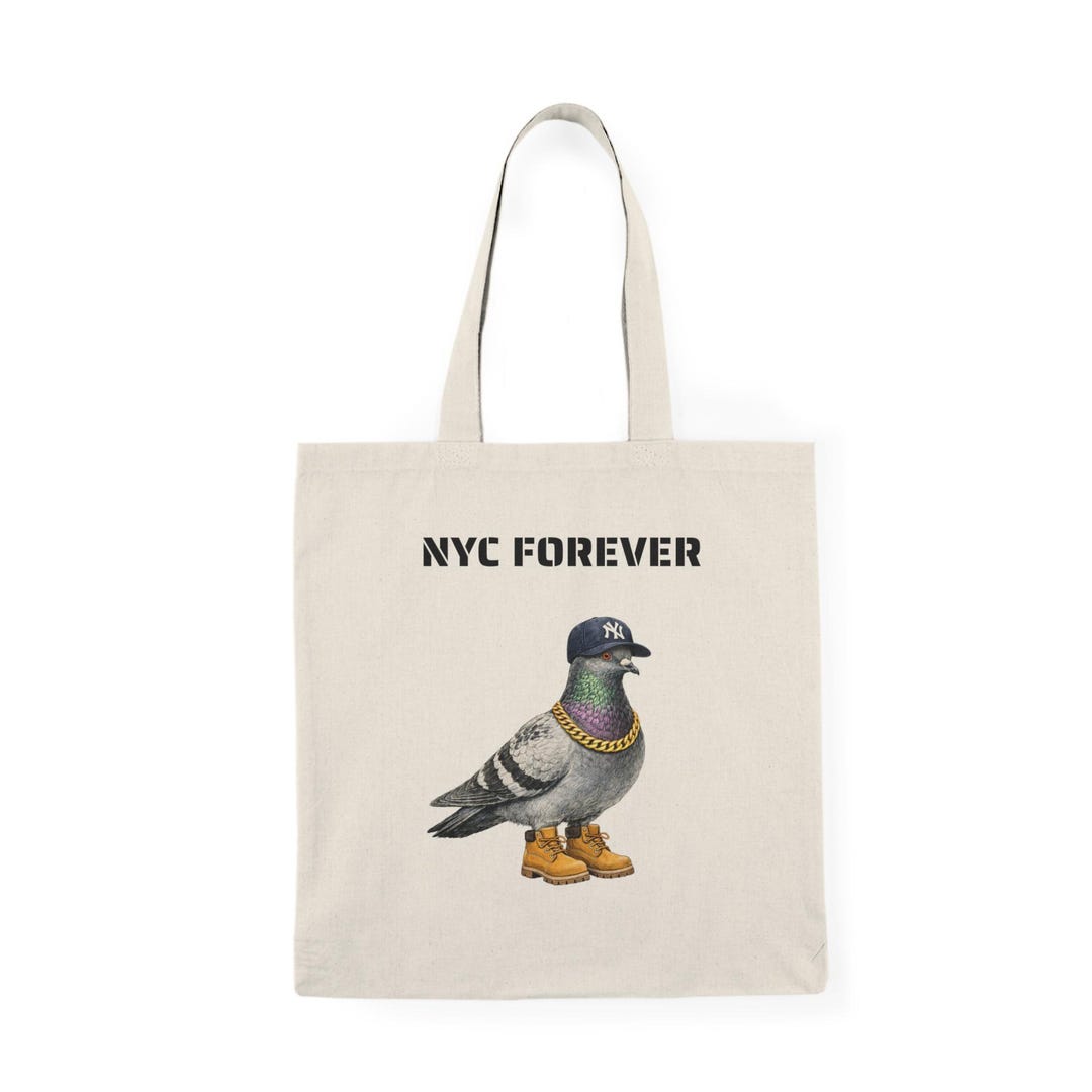 NYC Pigeon Canvas Tote Bag | Yankees Bird Art - Etsy