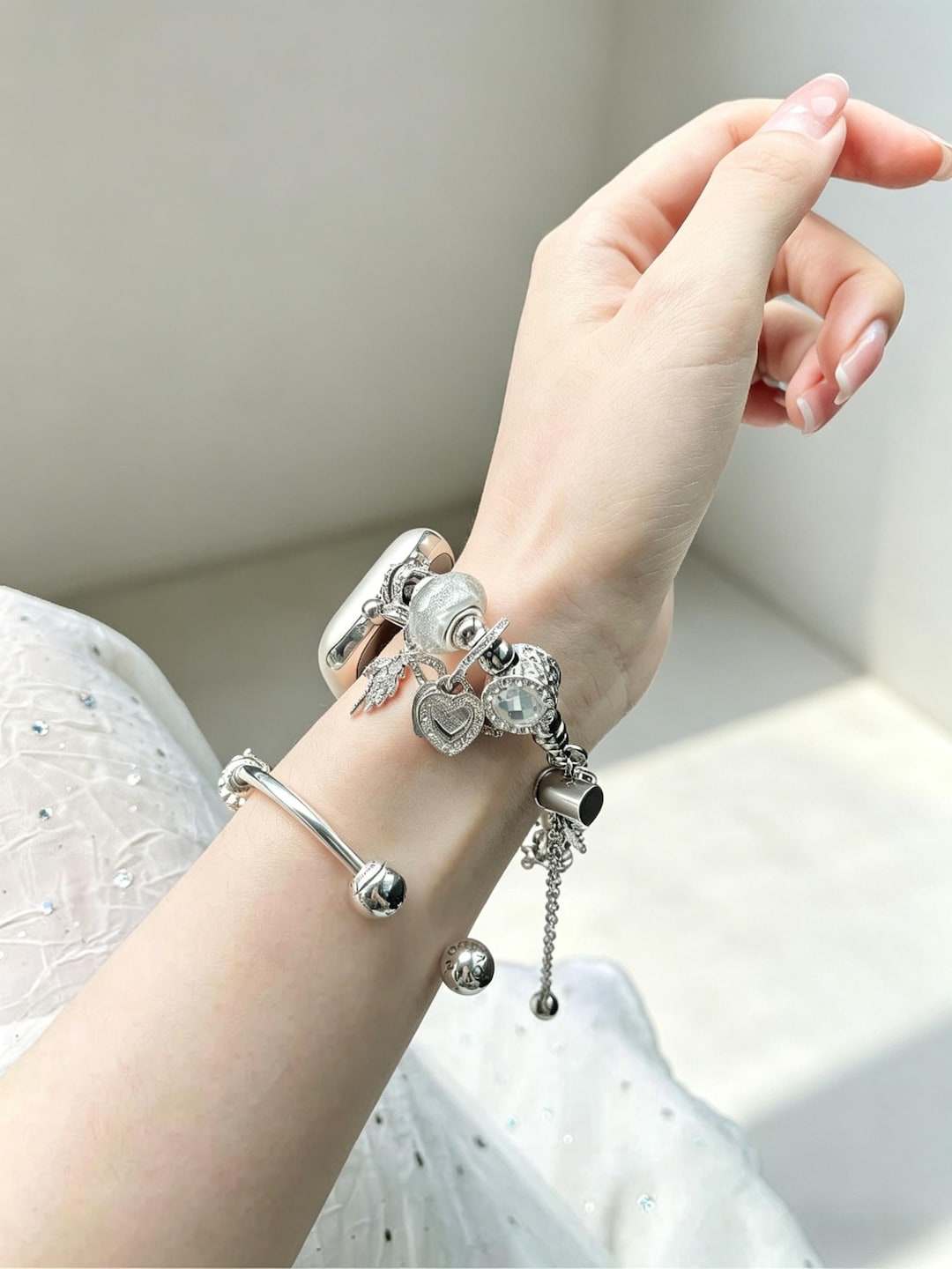 Pandora Angel Wings Apple Watch Band, Vintage Silver Gold Bracelet Band ...