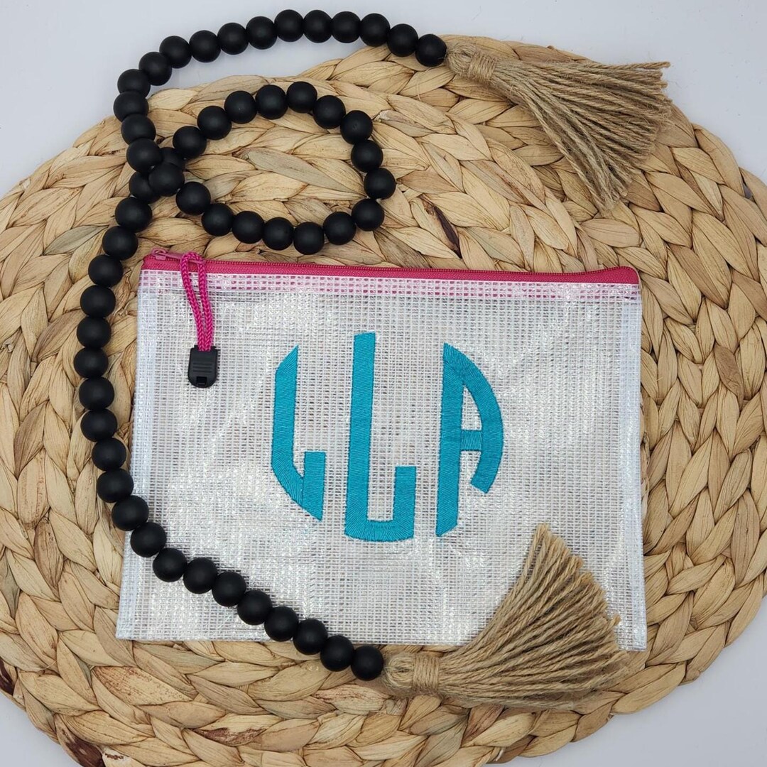 Personalized Monogram Pencil Pouch: Embroidered Initials, Custom Zipper ...
