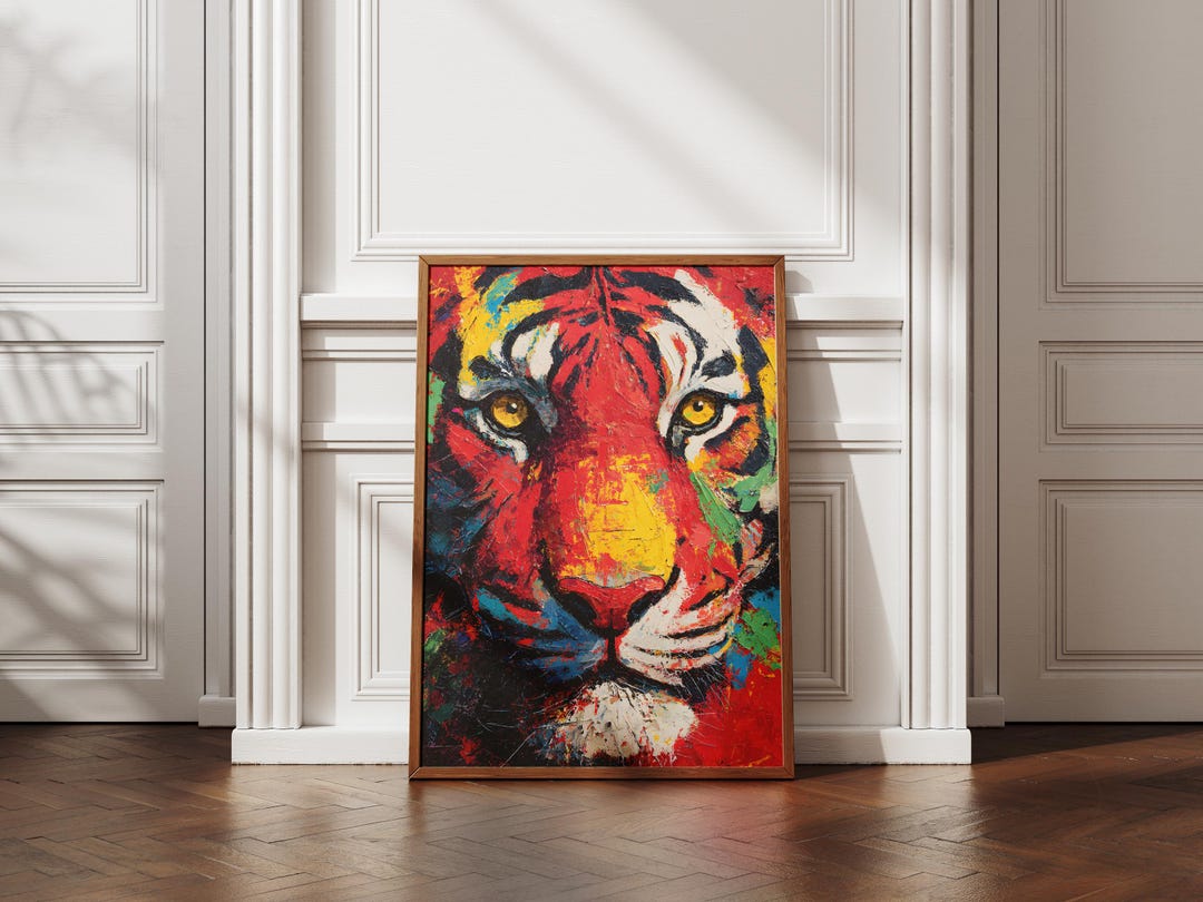 Colorful Tiger Wall Art, Abstract Animal Print, Vibrant Wildlife Poster ...