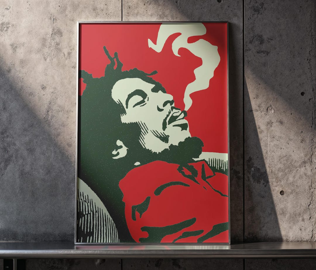 Bob Marley Art Print Reggae Music Legend Poster Red and Green Wall ...