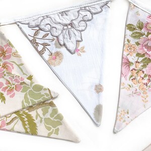 Flag Bunting Spring Ivory Lace Vintage Florals . Boho Shabby Chic ...