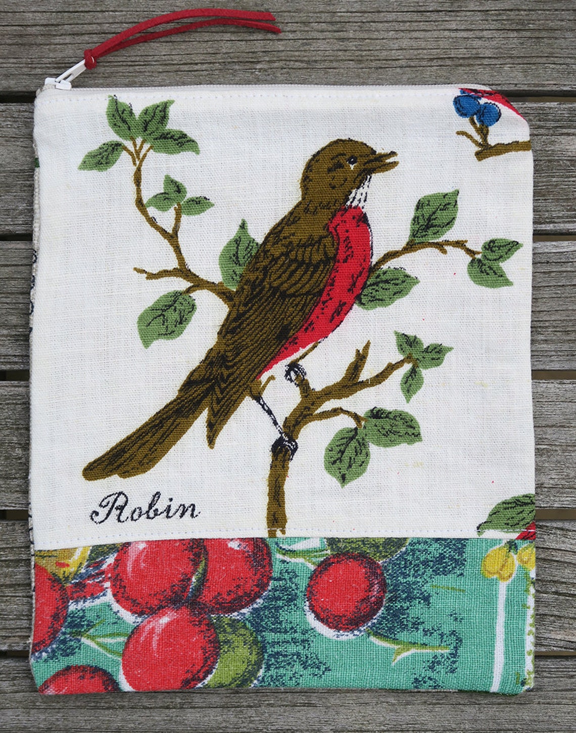 BIRDS Linen Zippered Pouch . Various Fabric Patterns Choose - Etsy ...