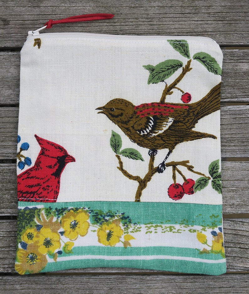 BIRDS Linen Zippered Pouch . Various Fabric Patterns Choose - Etsy ...